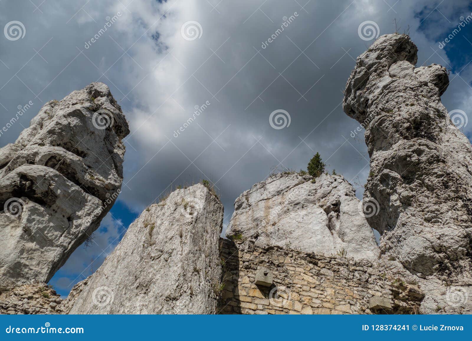 Limestone Rock Tower in Natural Park Stock Image - Image of ojcow ...