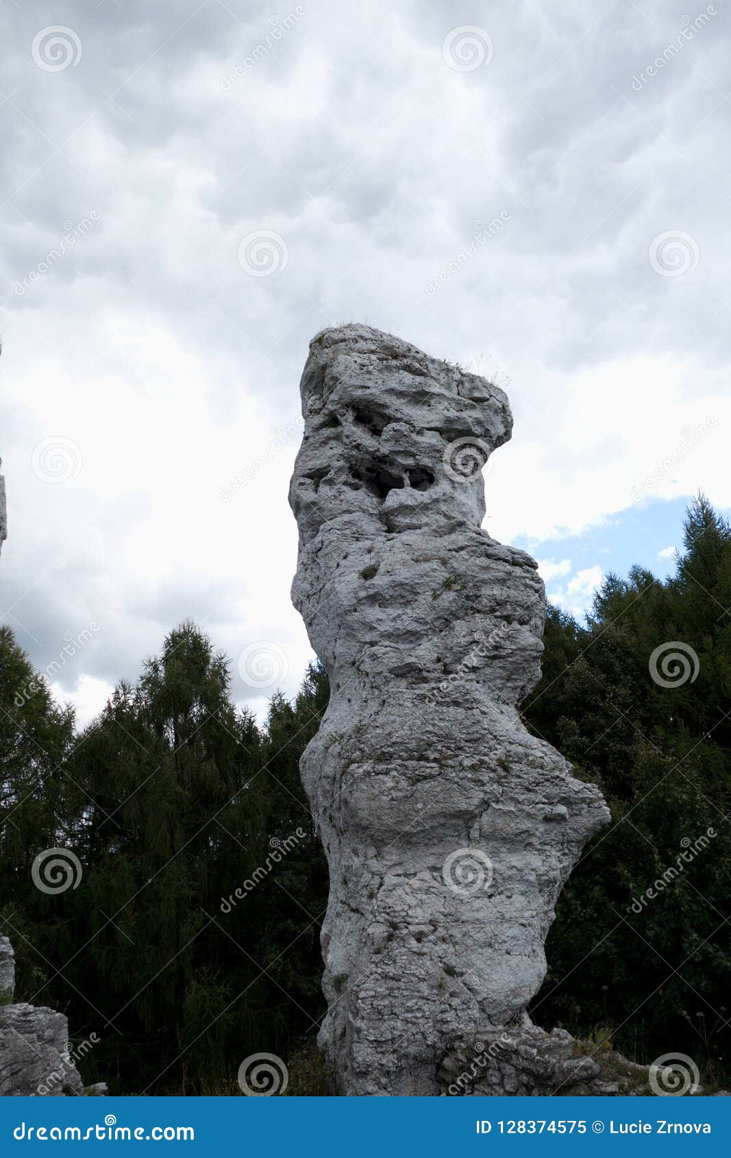 Limestone Rock Tower in Natural Park Stock Image - Image of krakow ...
