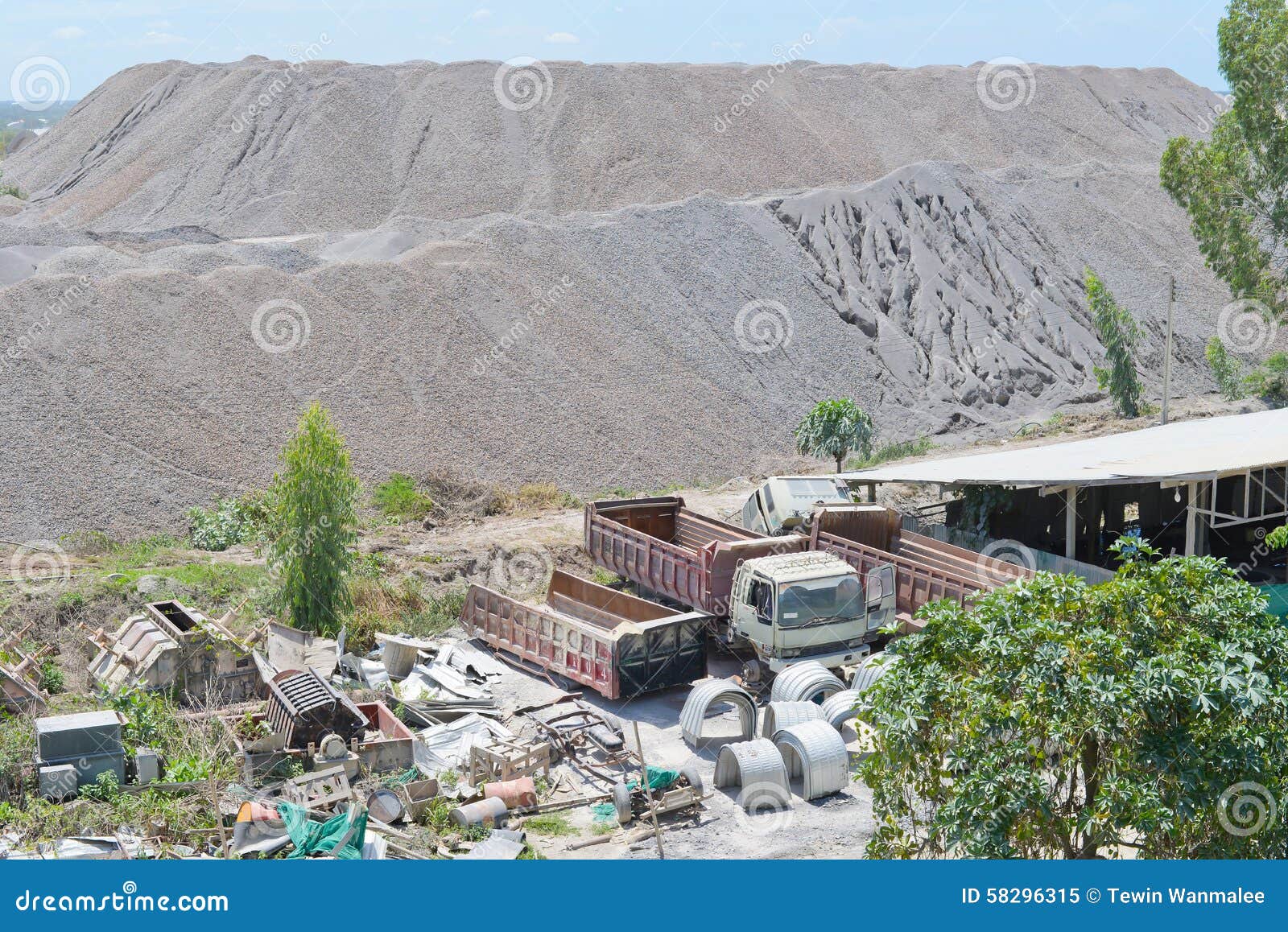 Limestone stockpile stock image. Image of dust, crushing - 58296315