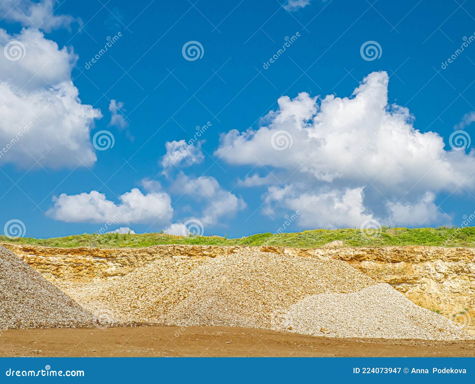 Limestone Stone Quary and an Excavator. Stock Image - Image of ...