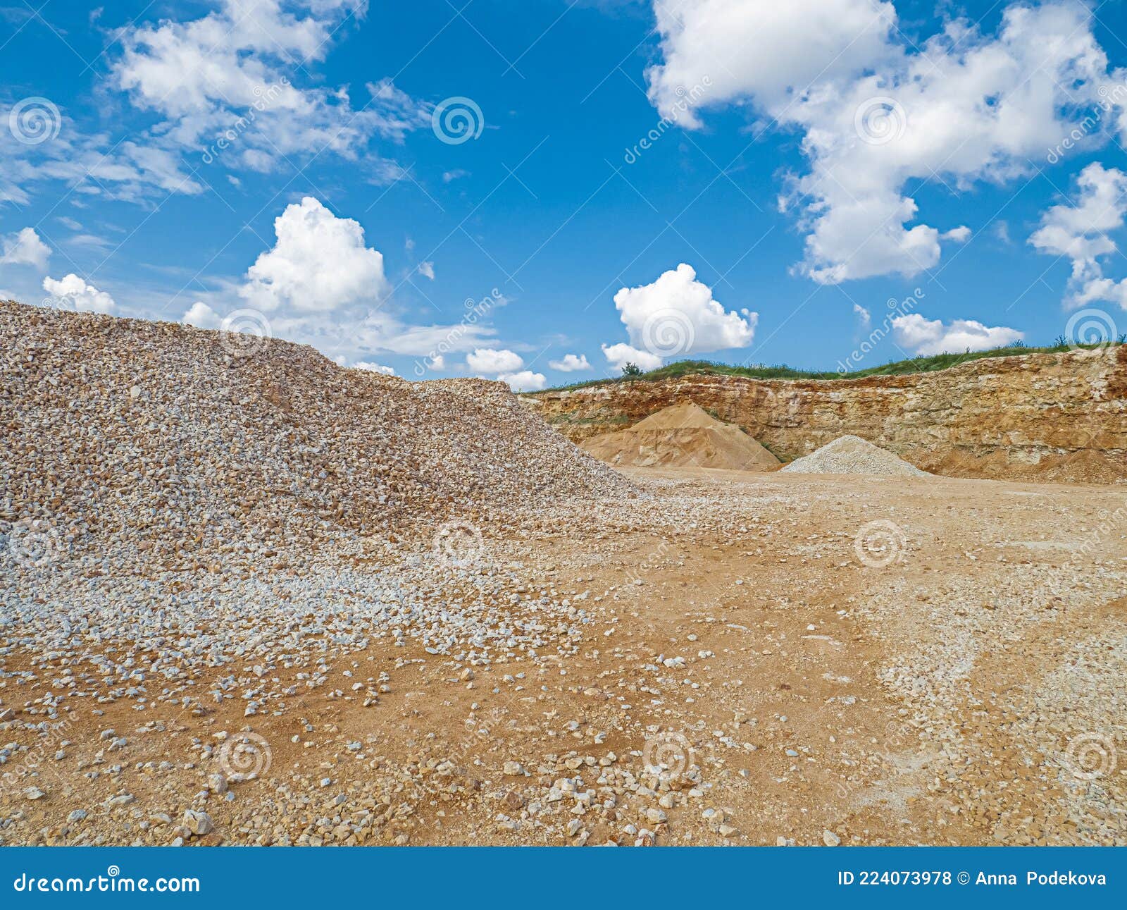 Limestone Stone Quary and an Excavator. Stock Photo - Image of ground ...