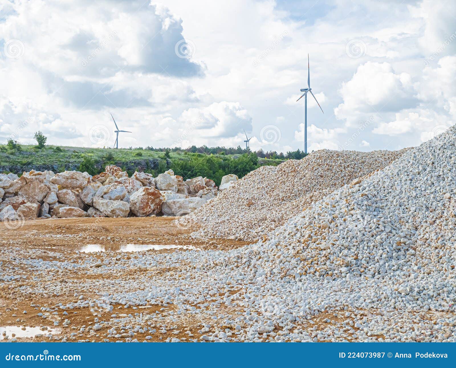Limestone Stone Quary and an Excavator. Stock Image - Image of ...