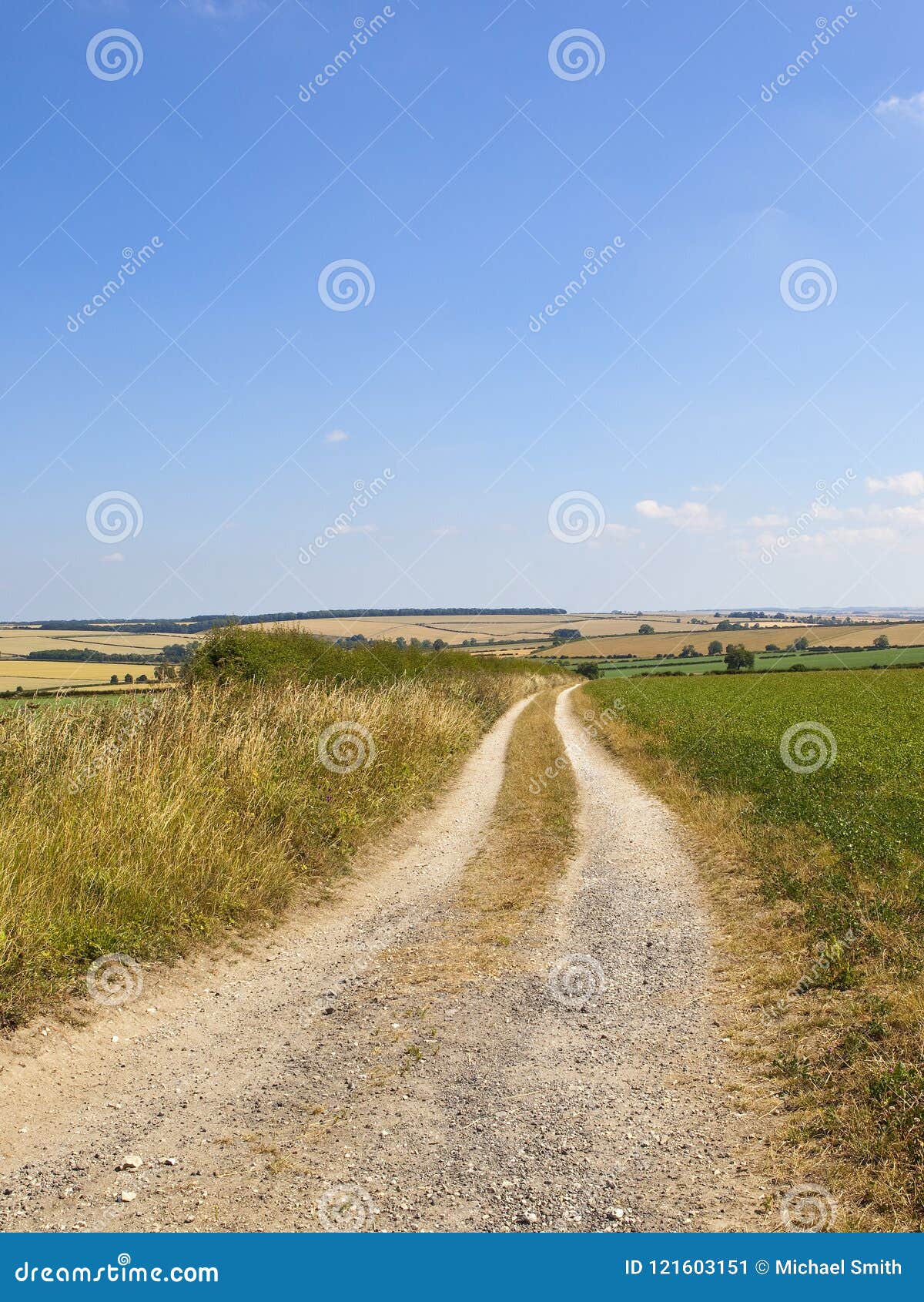 Limestone Track and Patchwork Fields in Summertime Stock Image - Image ...