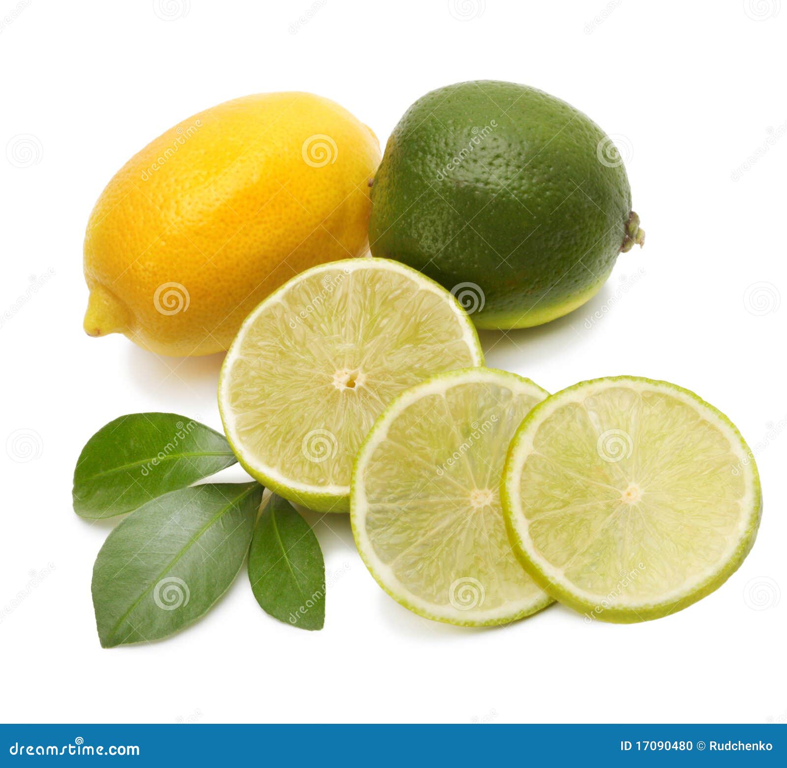 Limetta, limone e foglio fotografia stock. Immagine di vitamina - 17090480