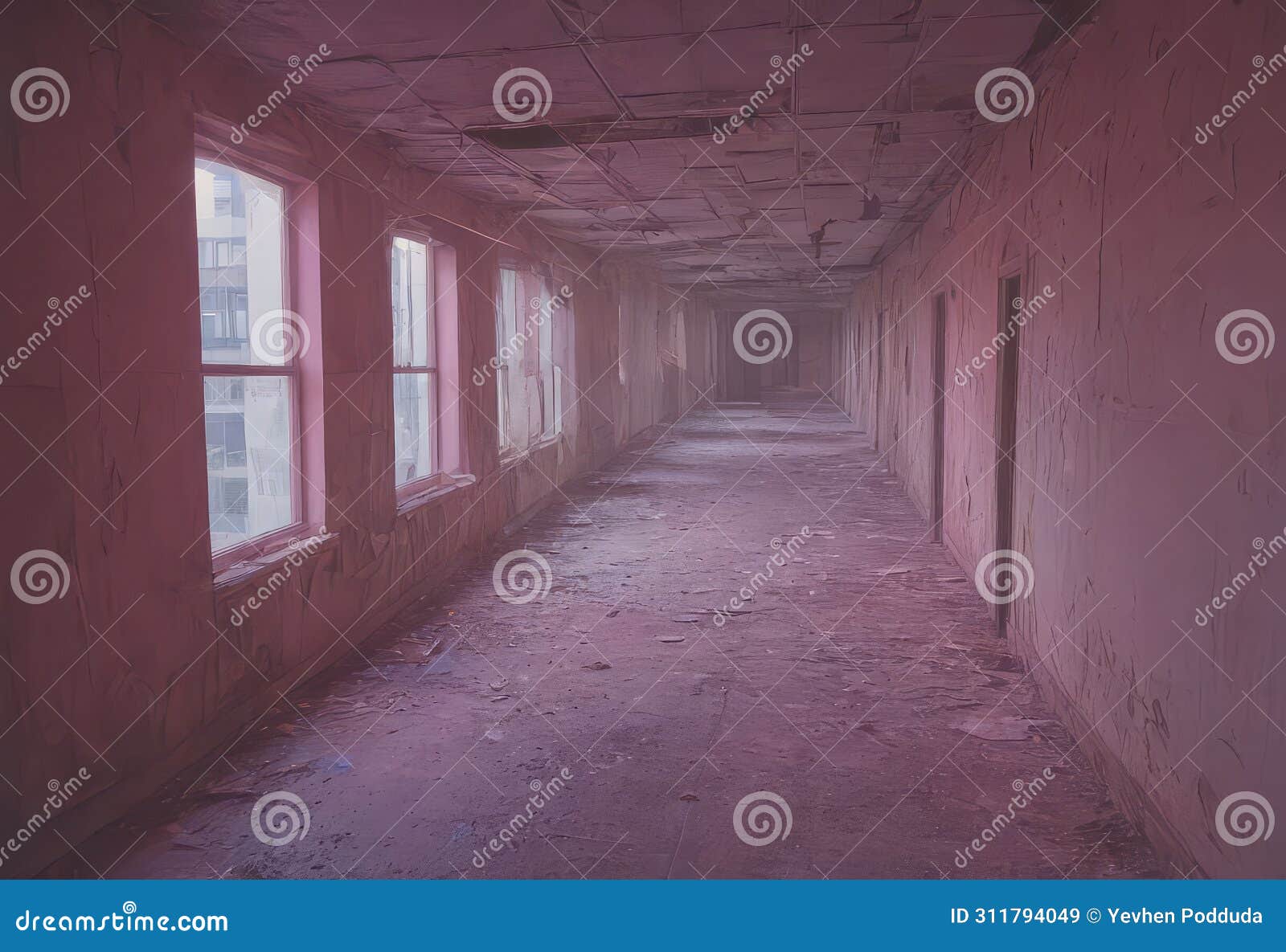 Neon-Lit Liminal Office Room Art Stock Photo | CartoonDealer.com #311794056