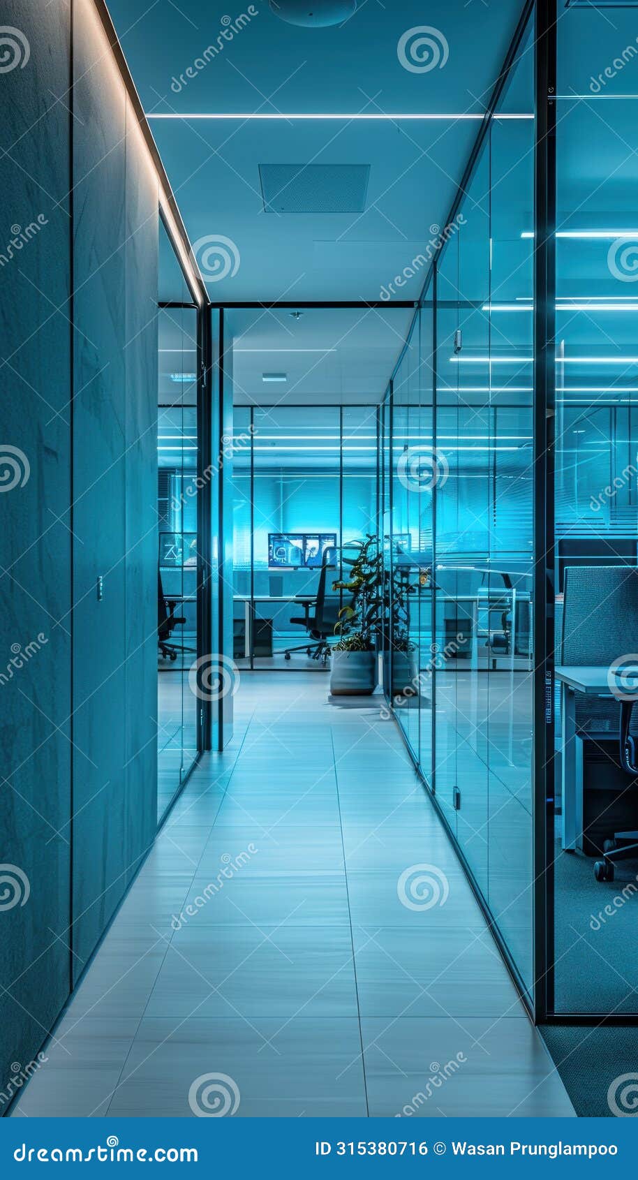Liminal Space, Blue, Office, Glow Stock Photo - Image of workplace ...