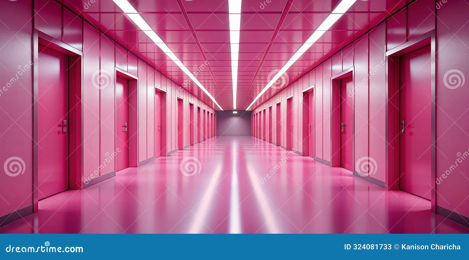Liminal Space Pink Hallway Endless Corridor AI-Created Content Stock ...