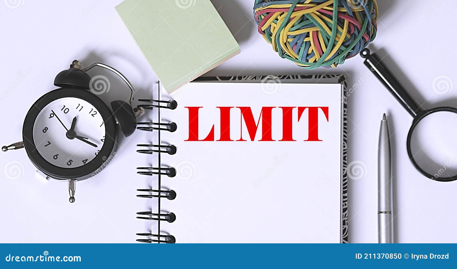 LIMIT Conceptual Background with Office Tools on the White Background ...