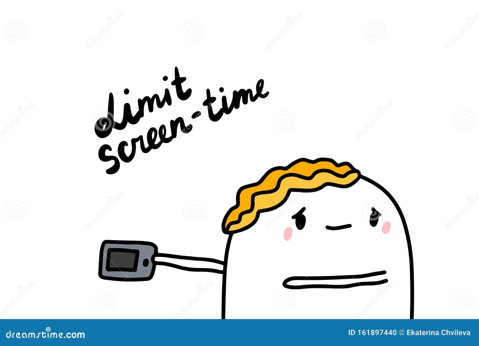 Limit Screet Time Hand Drawn Vector Illustration in Cartoon Comic Style ...
