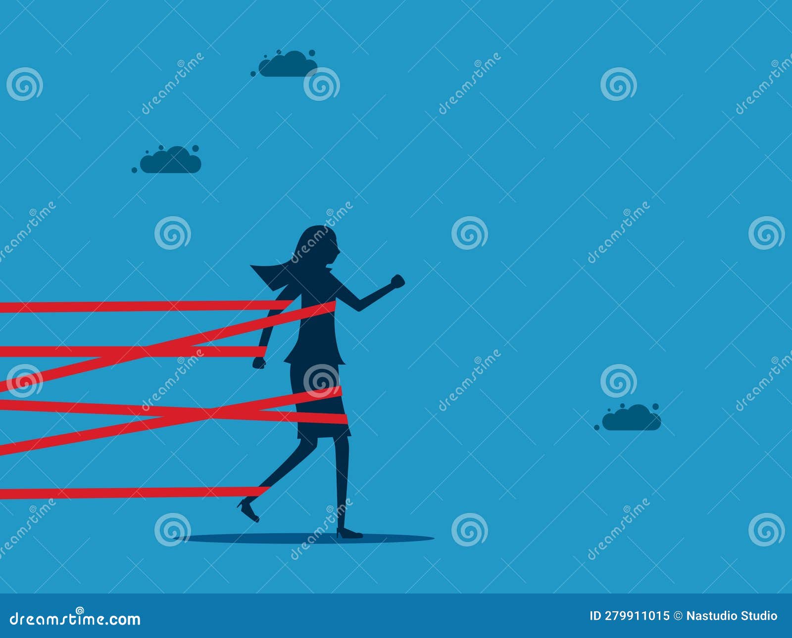 Limitations or Challenges. Businesswoman Bound with Tape Stock Vector ...