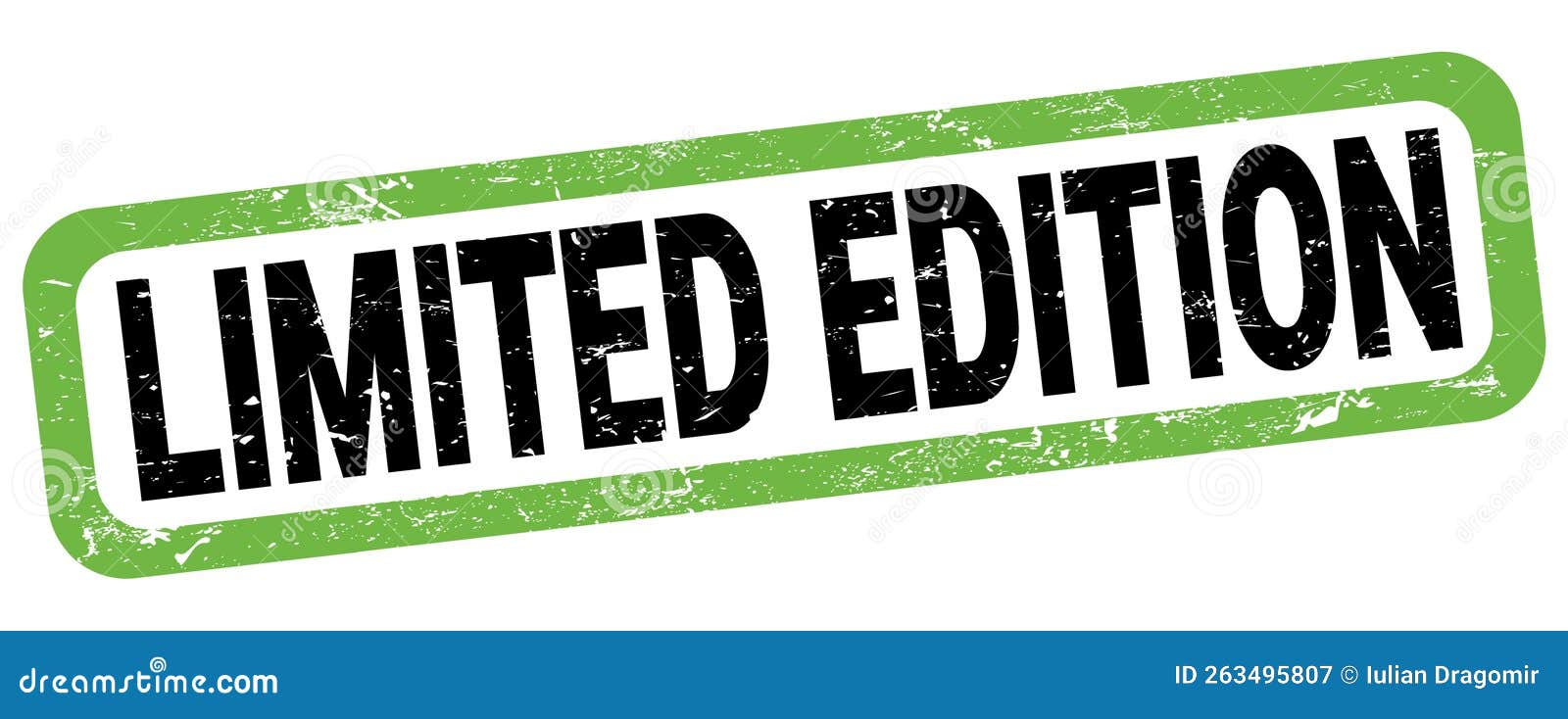 LIMITED EDITION Text Written on Green-black Rectangle Stamp Stock ...
