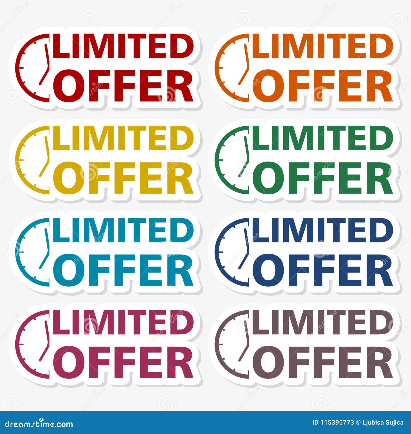 Limited offer sticker set stock vector. Illustration of design - 115395773