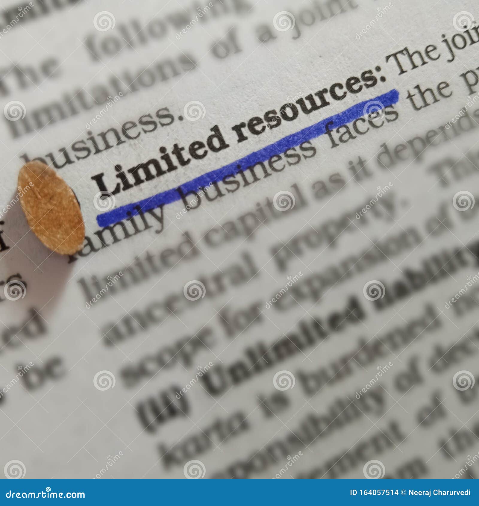 Limited Resources Words Displaying on Object Theory Book Concept Stock ...