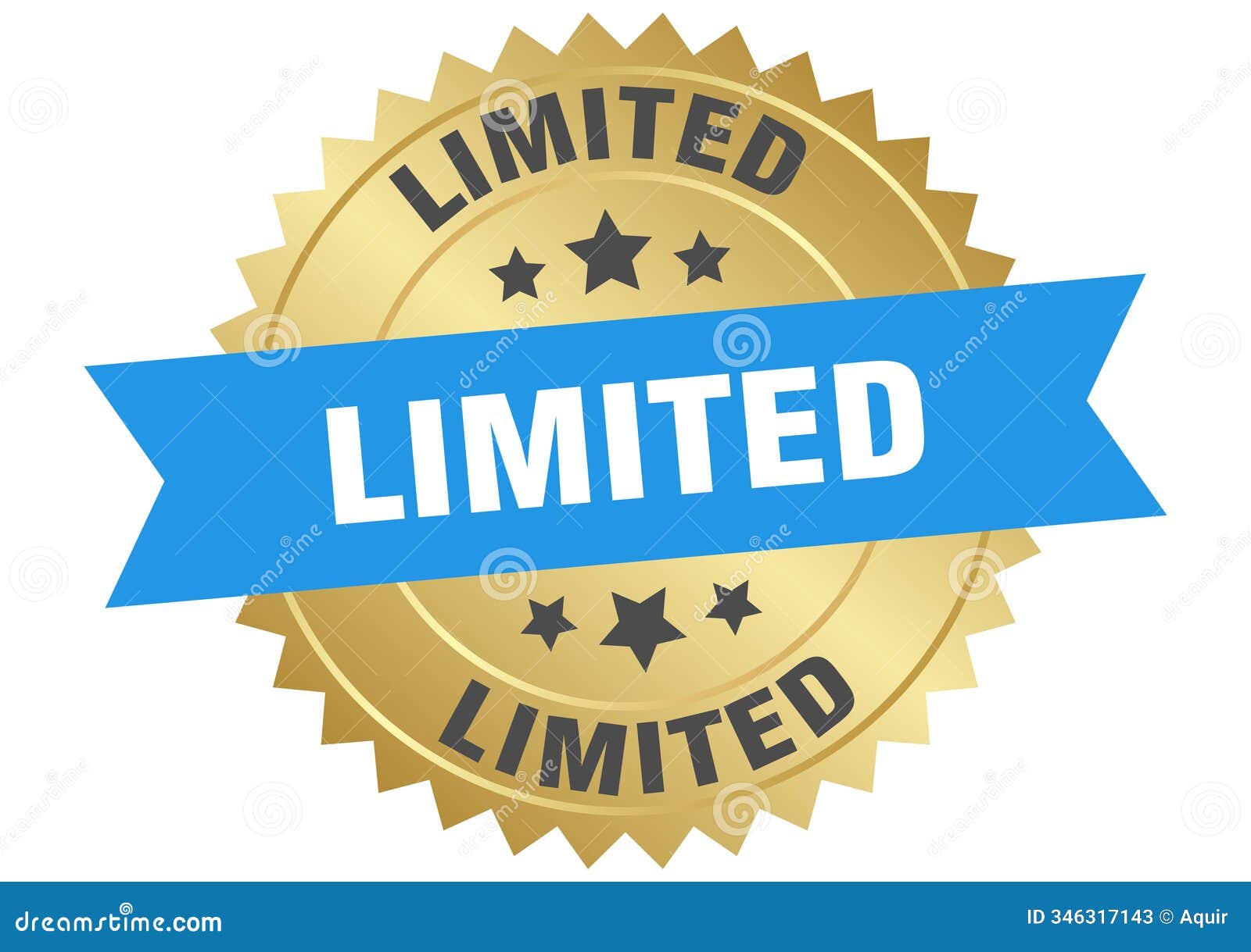 Limited. Limited Round Blue and Gold Label Isolated on Transparent ...