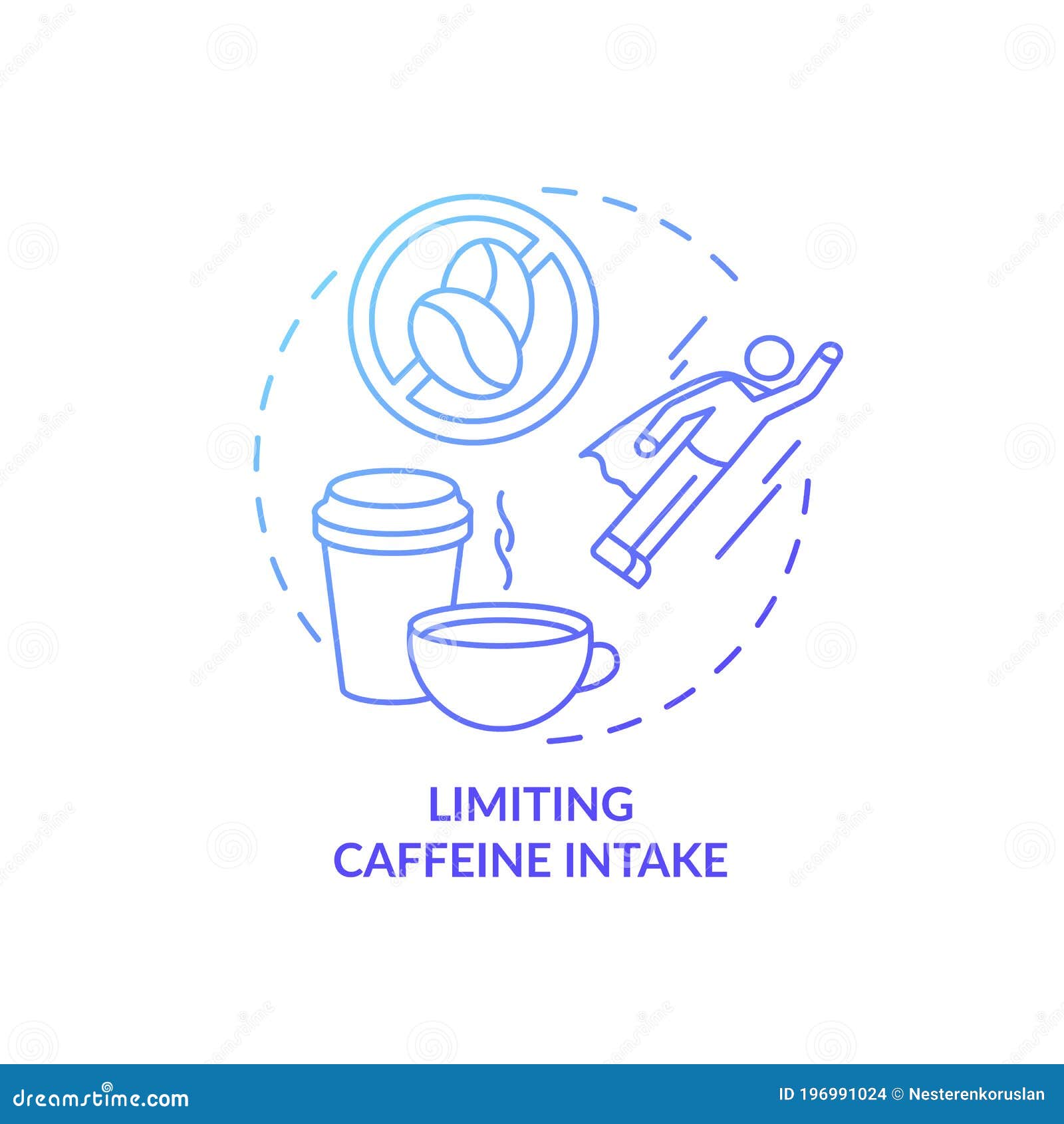 Limiting Caffeine Intake Blue Gradient Concept Icon Stock Vector ...