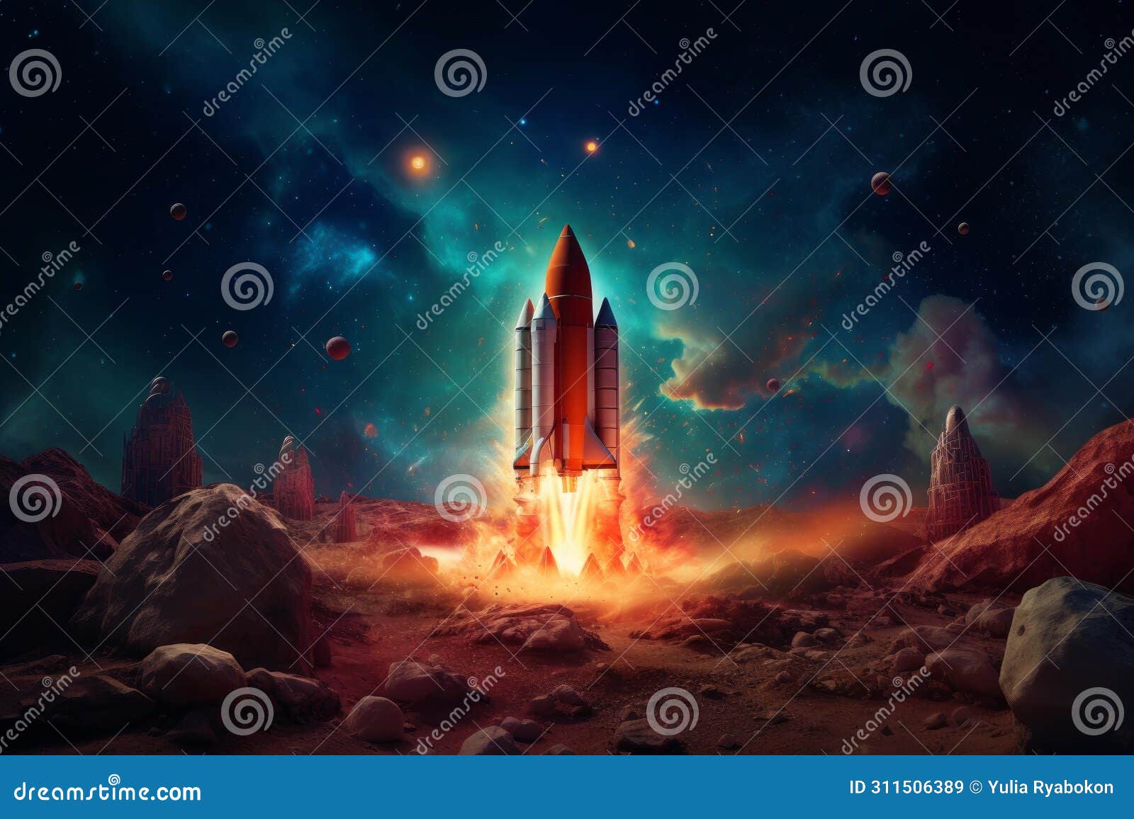 Limitless Startup Rocket in Space. Generate Ai Stock Image - Image of ...