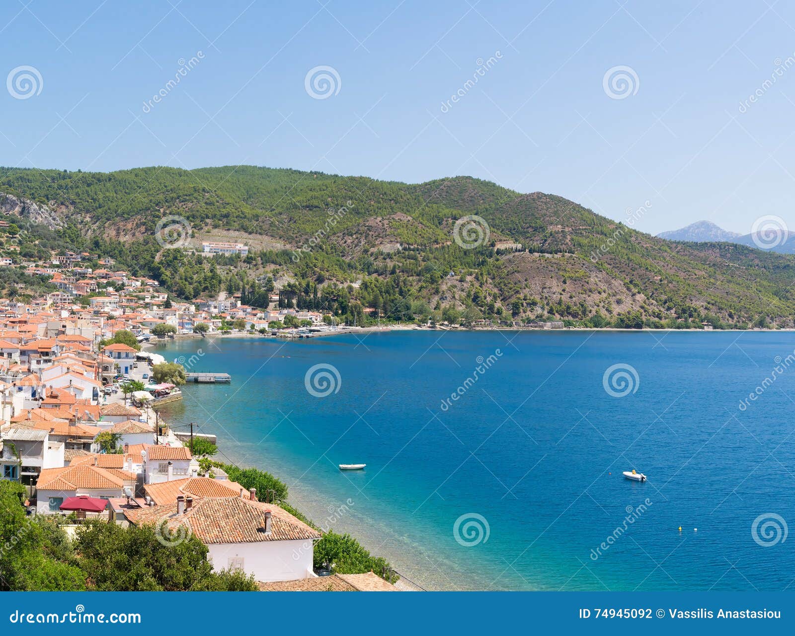 Limni Village at Euboea in Greece. Panoramic View Stock Photo - Image ...