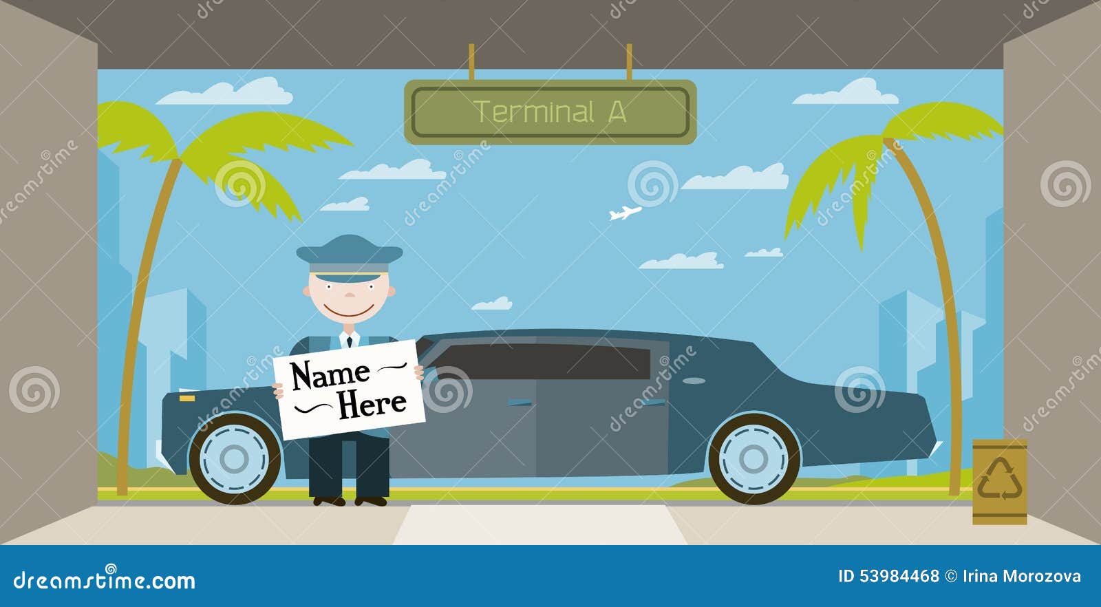 Limo Driver Greets Guests at the Airport Stock Vector - Illustration of ...