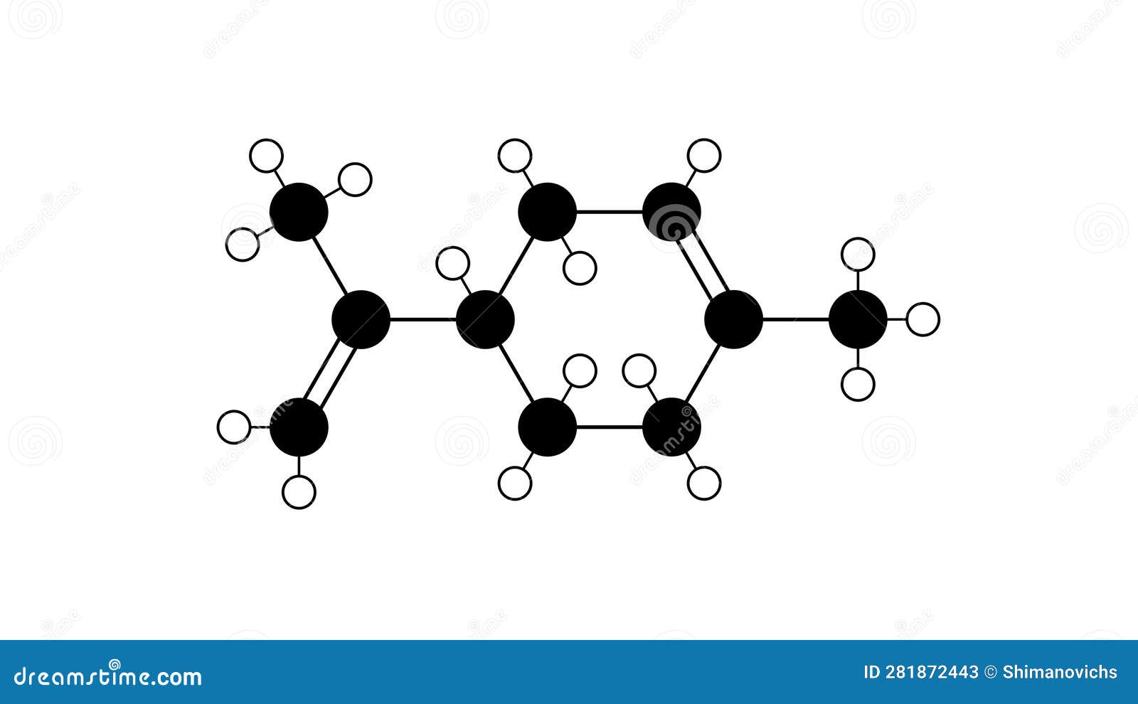 Limonene Molecule, Structural Chemical Formula, Ball-and-stick Model ...