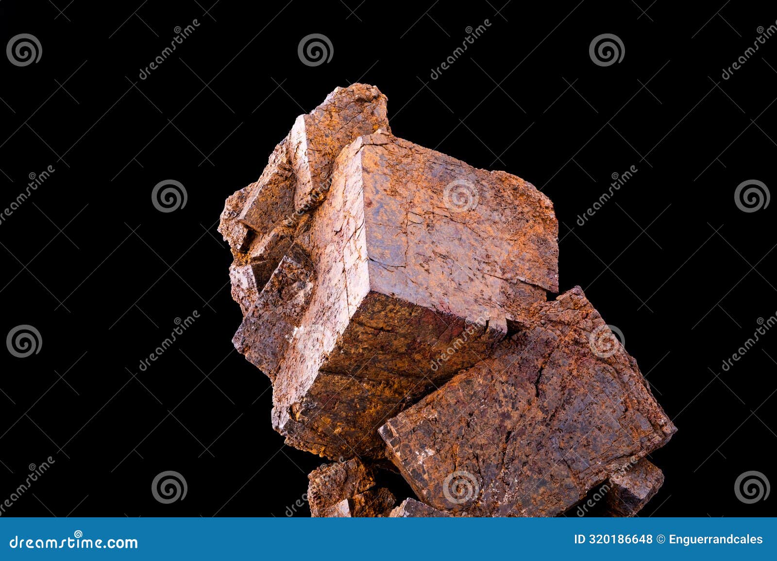 Limonite Pseudomorph after Pyrite Isolated on Black Background Stock ...