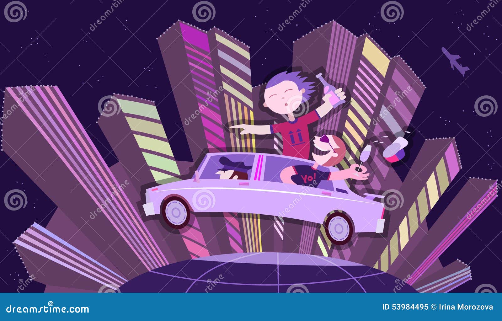 Limousine crazy ride stock vector. Illustration of night - 53984495