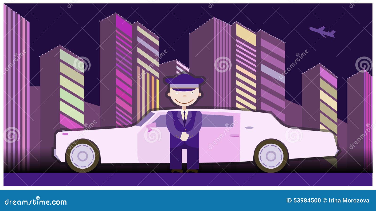 Limousine Driver In Uniform. Chauffeur Saluting Passenger. Pop Art ...