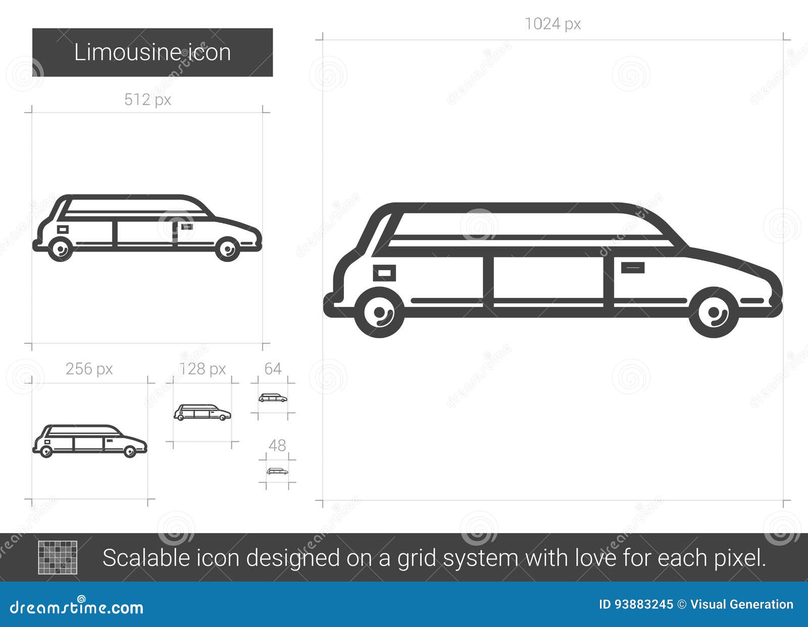 Limousine Line And Glyph Icon, Luxury And Automobile, Limo Sign, Vector ...