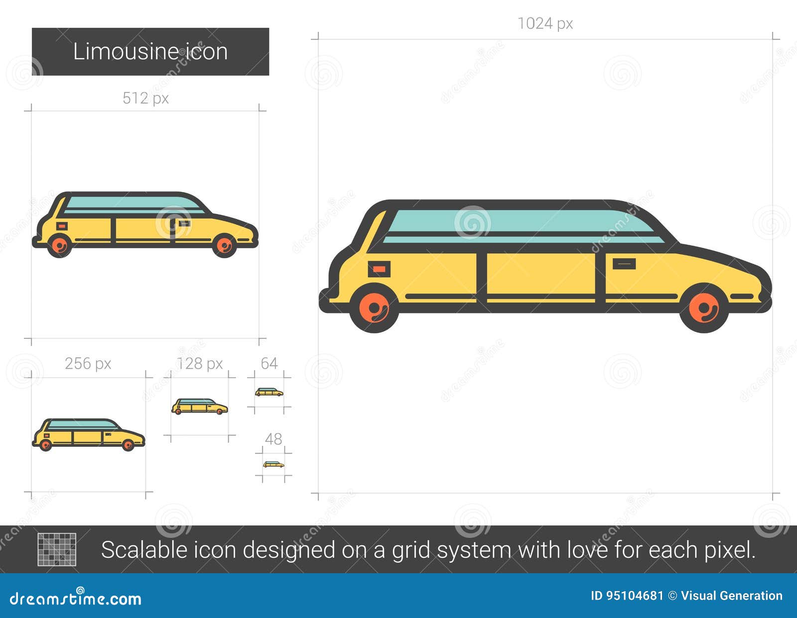 Limousine Line And Glyph Icon, Luxury And Automobile, Limo Sign, Vector ...