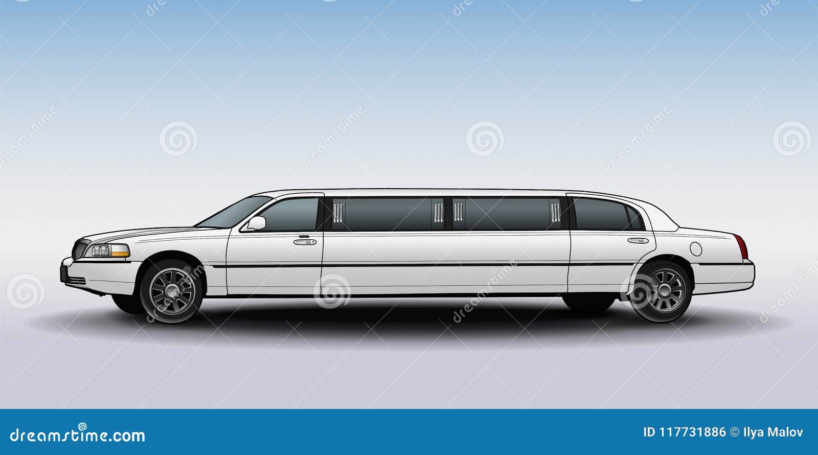 Limousine. Technical draw. stock vector. Illustration of graphic ...
