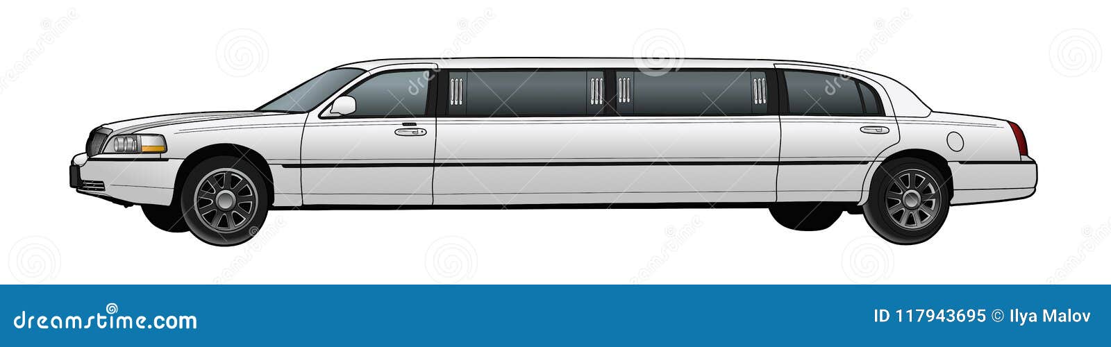Limousine. Technical draw. stock vector. Illustration of power - 117943695