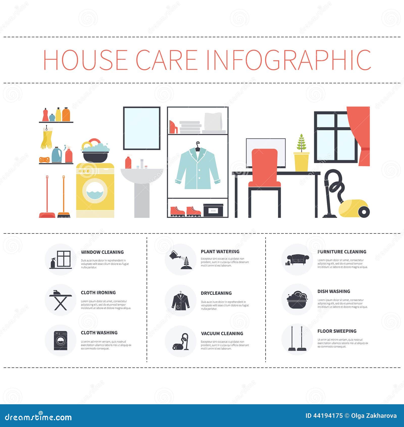 Limpieza De La Casa Infographic Stock de ilustración - Ilustración de ...