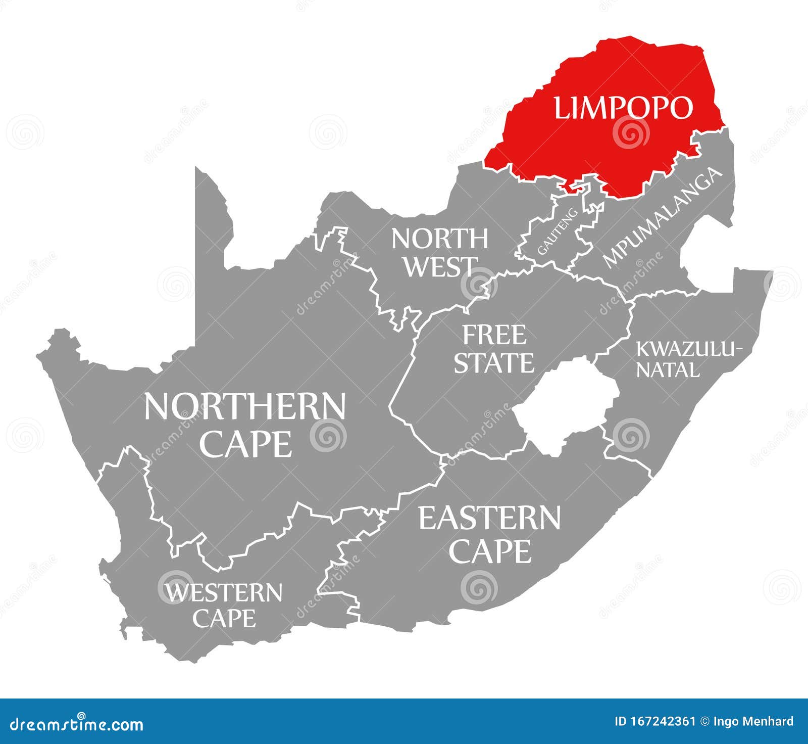 Limpopo Red Highlighted in Map of South Africa Stock Illustration ...