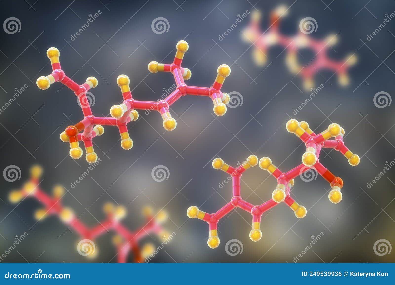 Linalool Molecule. Structural Chemical Formula And Molecule Model On ...