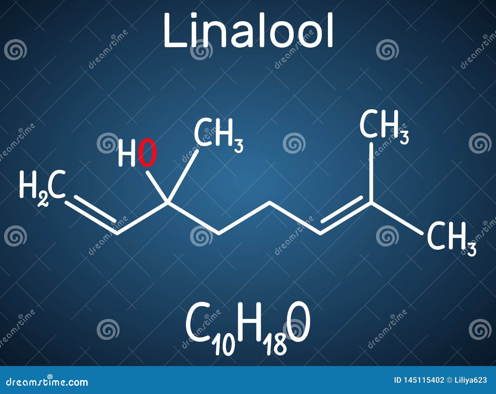 Linalool Molecule. Structural Chemical Formula And Molecule Model ...