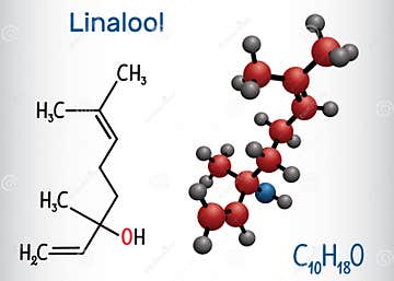 Linalool Molecule. Structural Chemical Formula and Molecule Model Stock ...