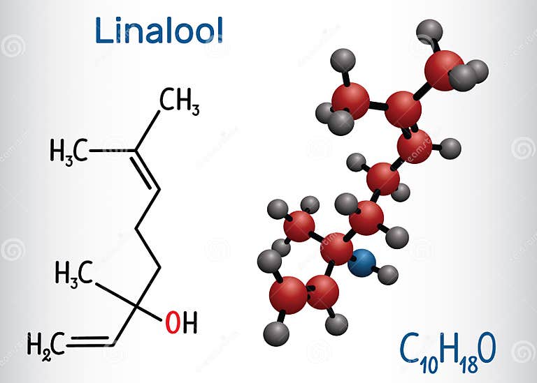 Linalool Molecule. Structural Chemical Formula and Molecule Model Stock ...