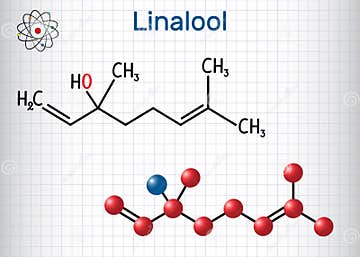 Linalool Molecule. Structural Chemical Formula and Molecule Model Stock ...