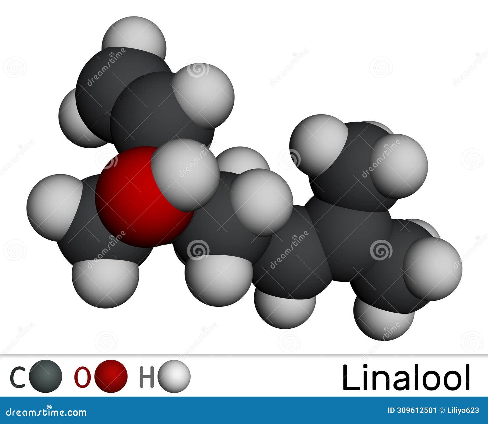 Linalool Molecule. it is Terpene Alcohol. Molecular Model Stock ...