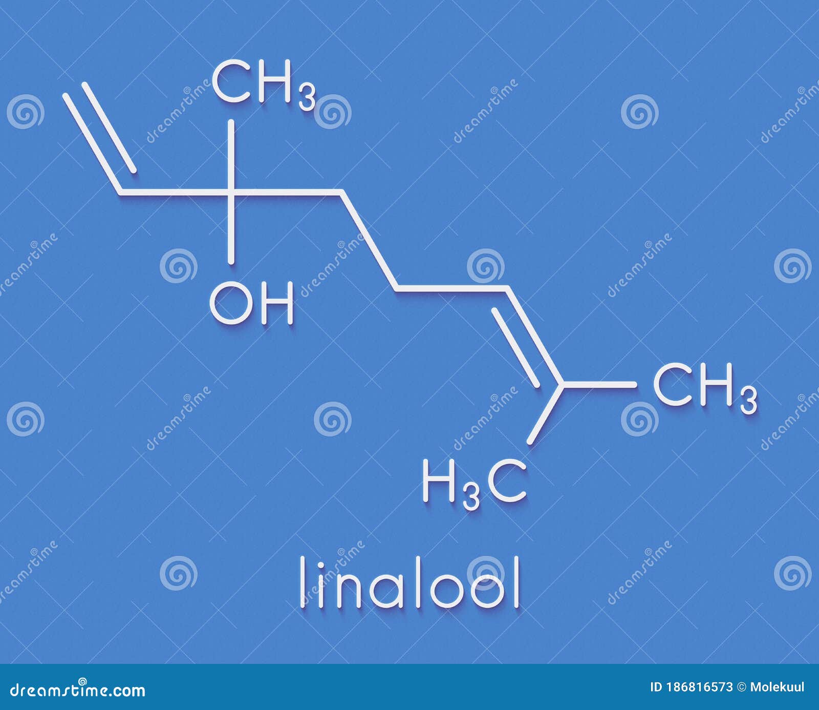 Linalool Molecule. Structural Chemical Formula And Molecule Model ...
