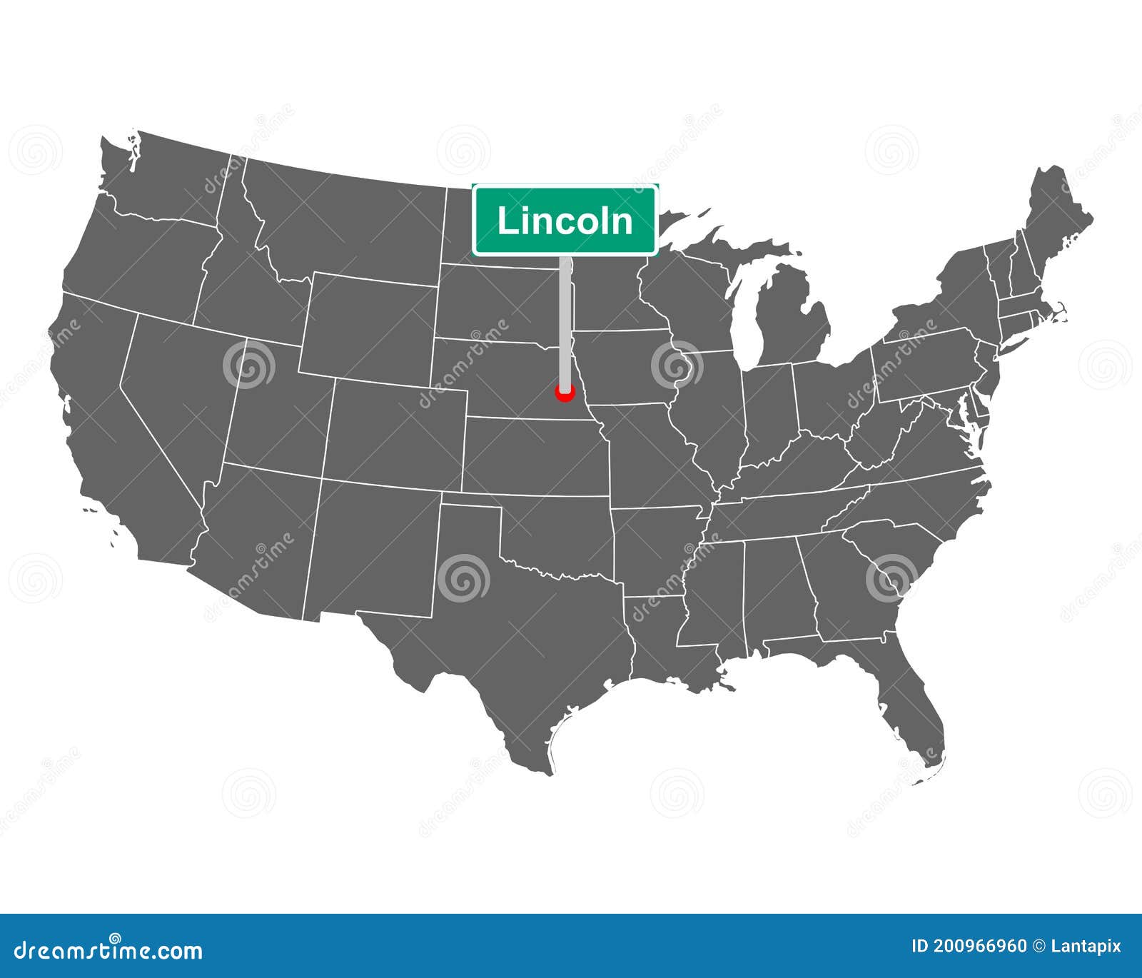Lincoln City Limit Sign and Map of USA Stock Vector - Illustration of ...