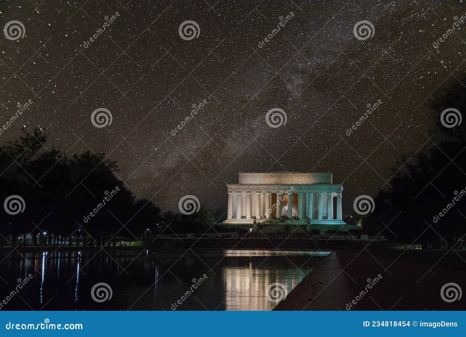 Lincoln memorial at night stock photo. Image of memorial - 234818454