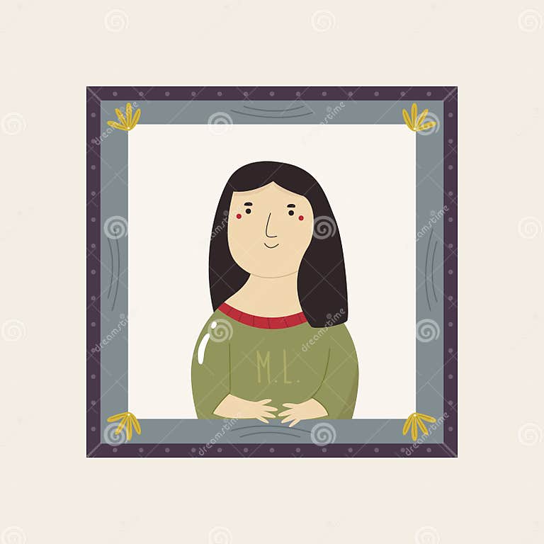 Linda Interpretación De Mona Lisa Por Leonardo Da Vinci Ilustración