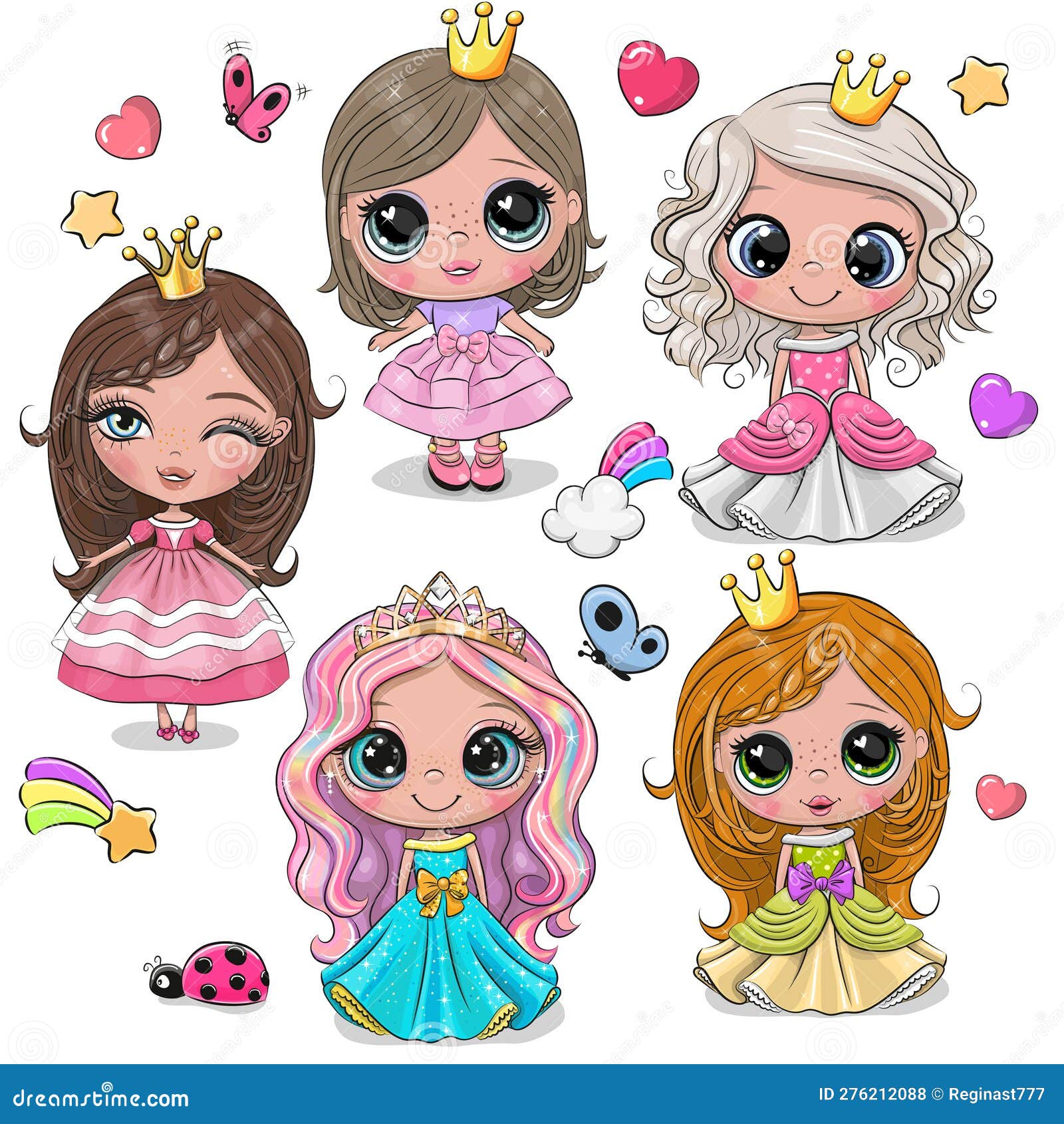 Lindas Princesas De Dibujos Animados Ilustración del Vector ...