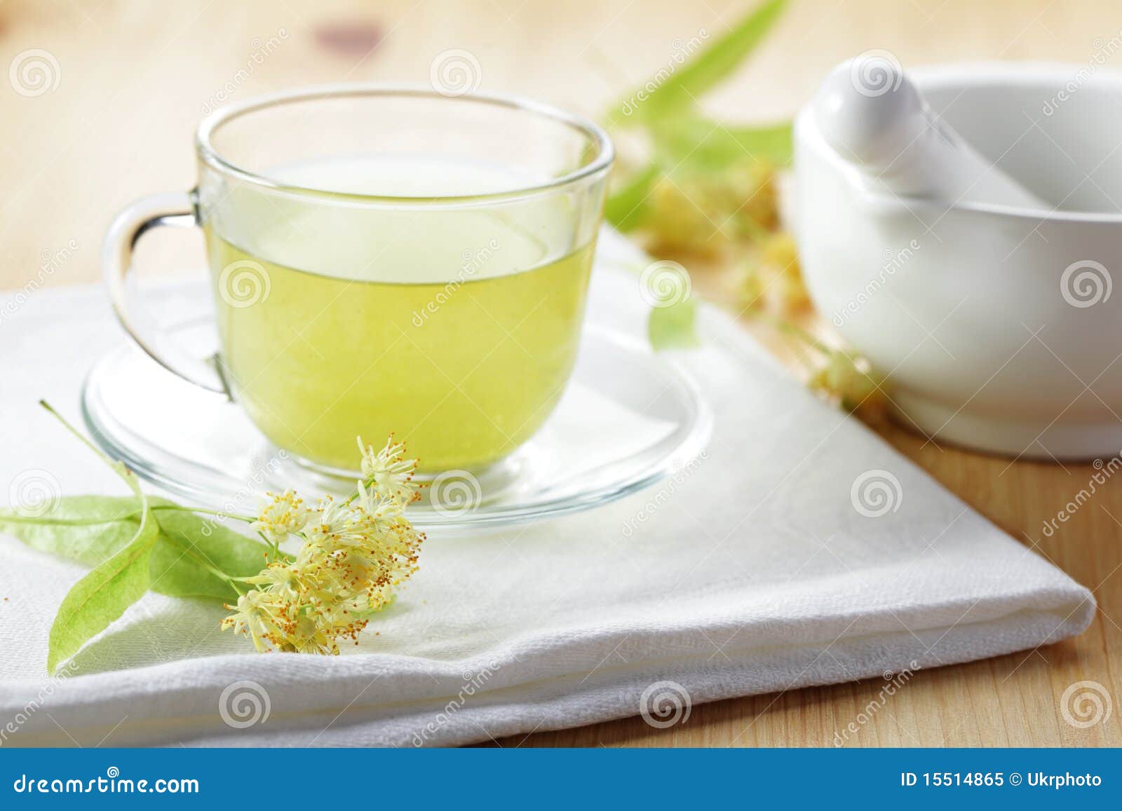 Linden tea stock image. Image of flower, glass, pestle - 15514865