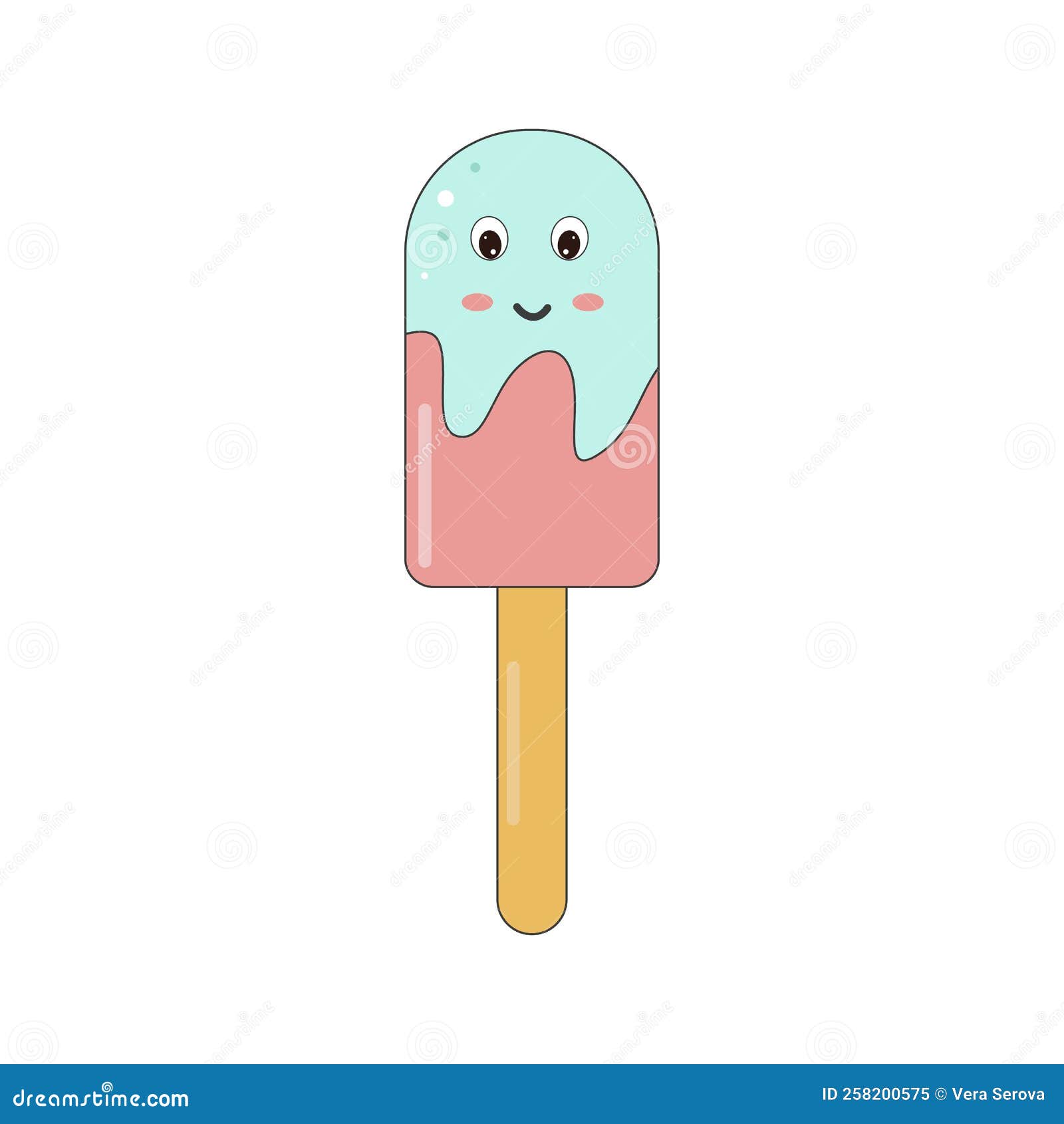 Lindo Estilo De Doodle De Helados De Color Kawaii Ilustración Del