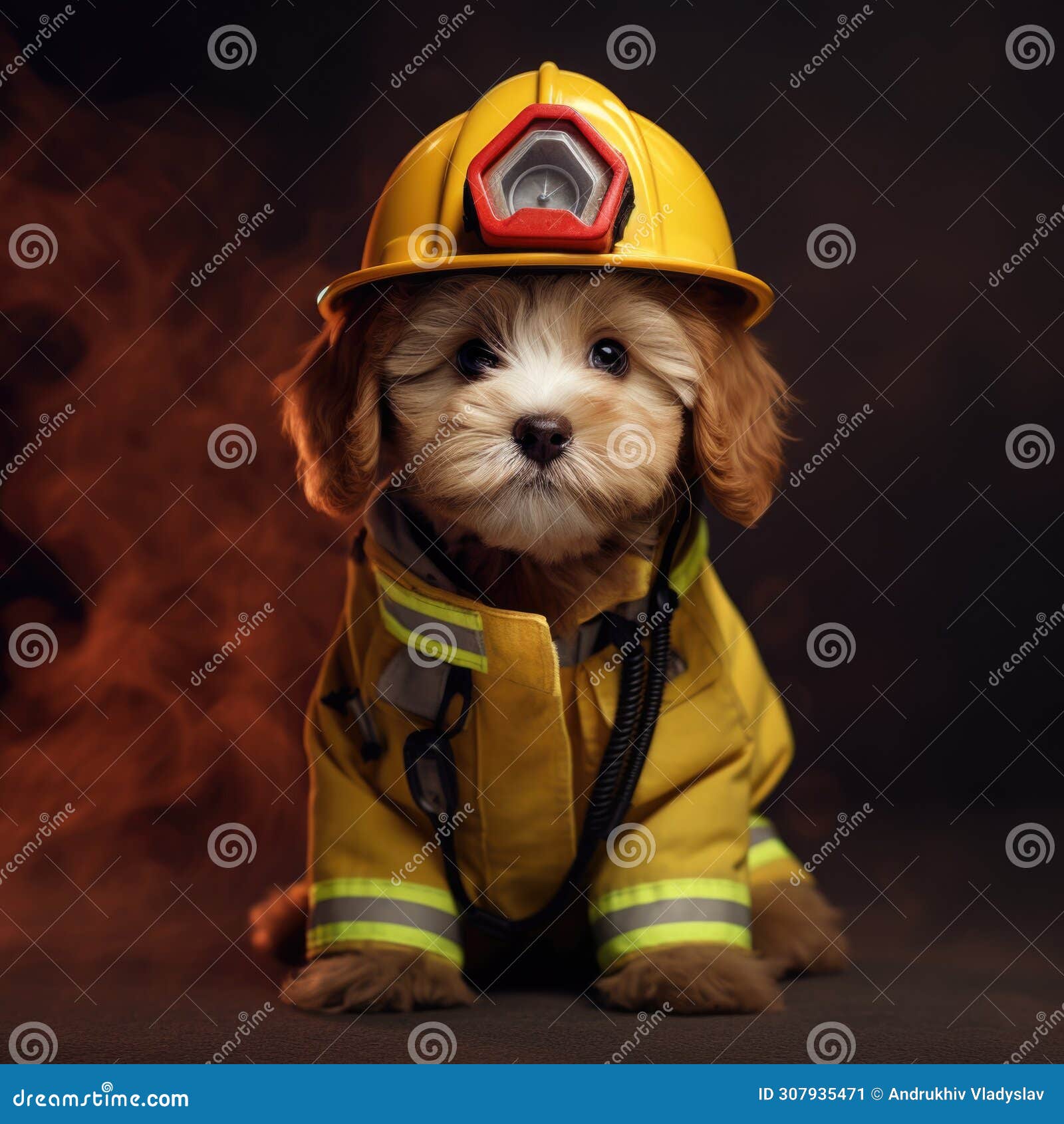 Lindo Perro Con Uniforme De Bombero Stock de ilustración - Ilustración ...