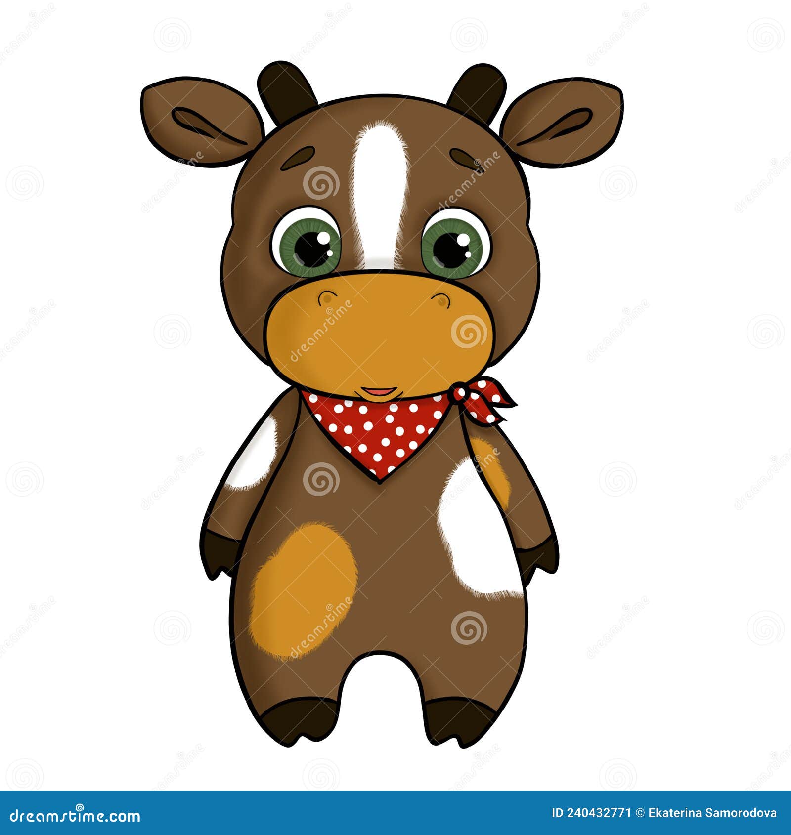 Lindo Toro En Una Bufanda Roja Stock de ilustración - Ilustración de ...