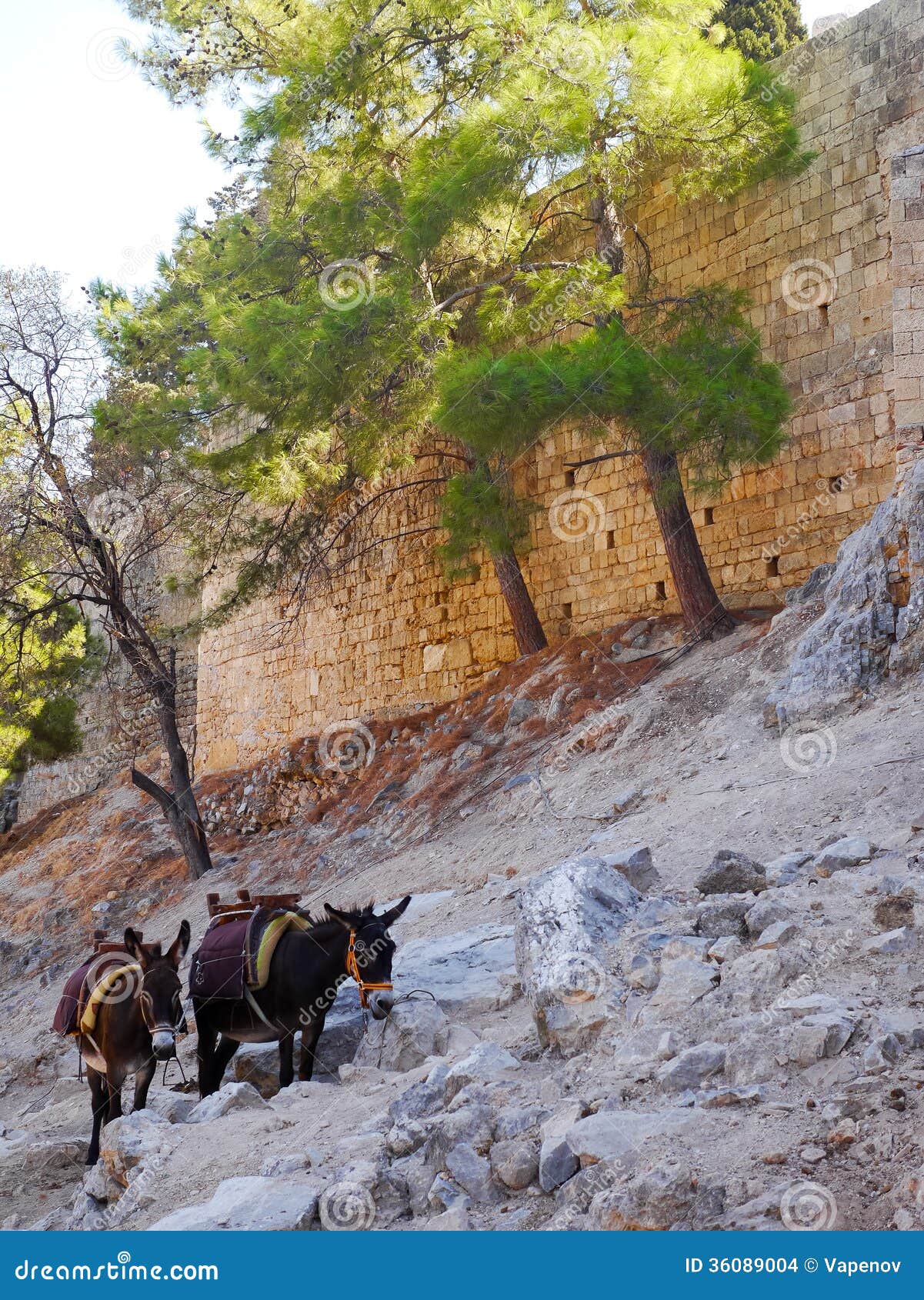 Lindos acropolis stock photo. Image of tower, rock, greece - 36089004