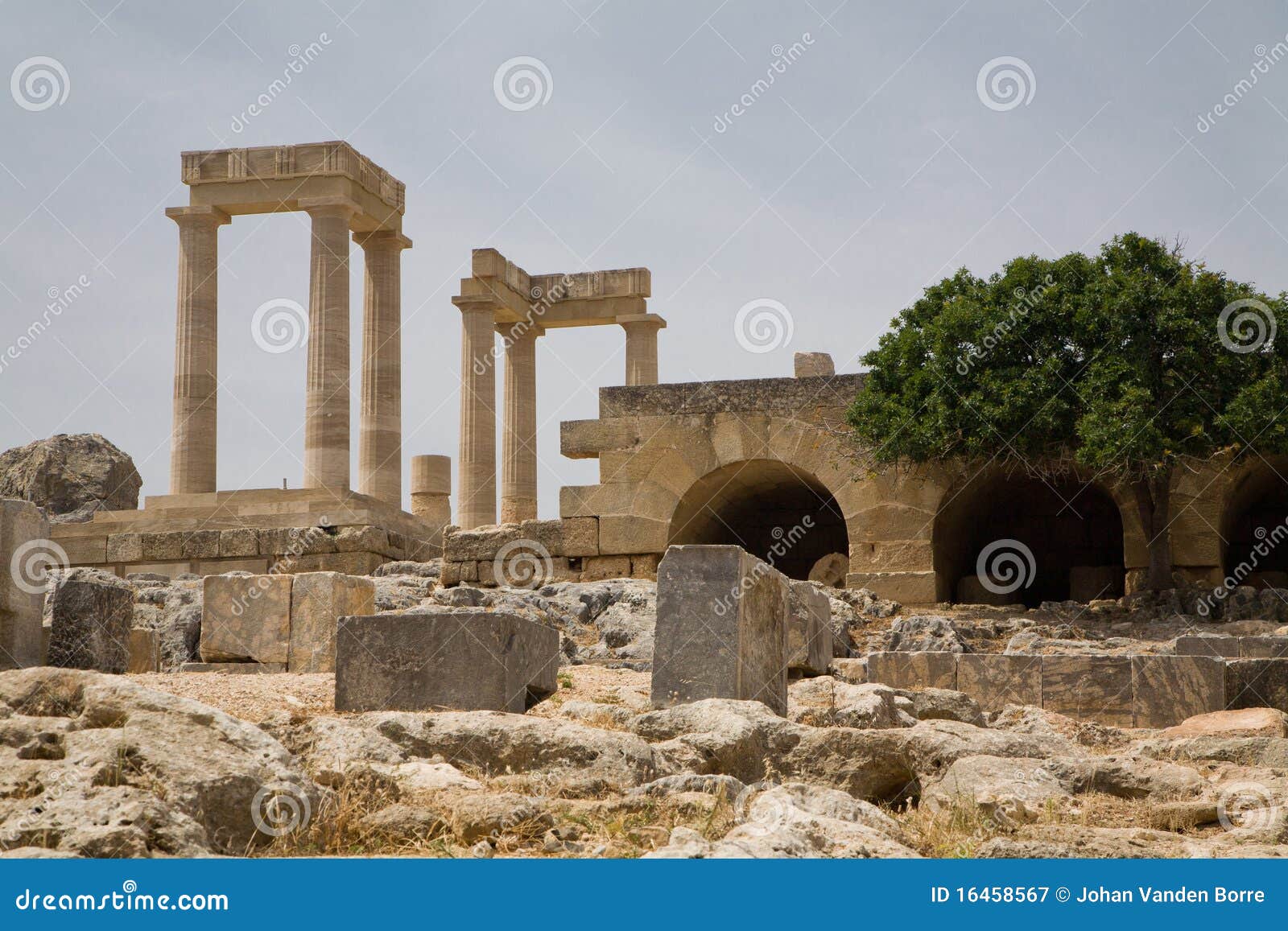 Lindos Acropolis Greece stock image. Image of tourism - 16458567