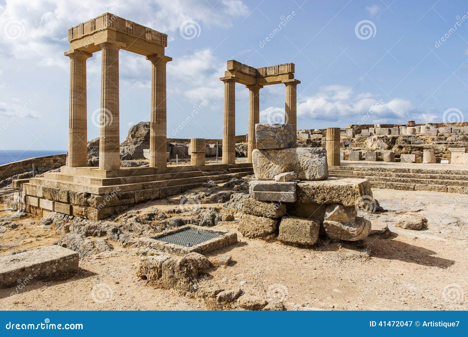 Lindos Acropolis stock image. Image of greek, ruins, column - 41472047
